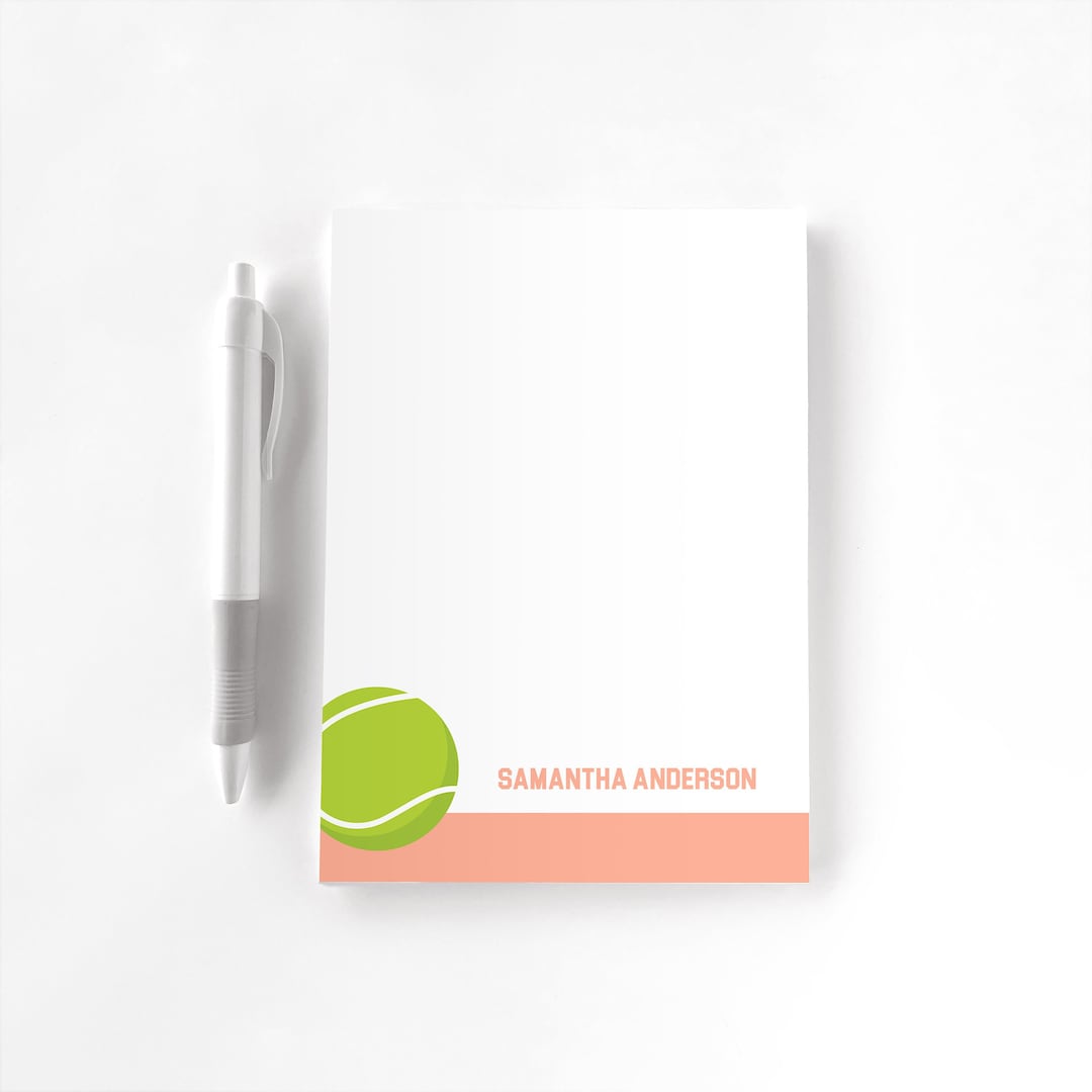 Tennis Personalized Notepad, Custom Notepad, Personalized Stationery ...
