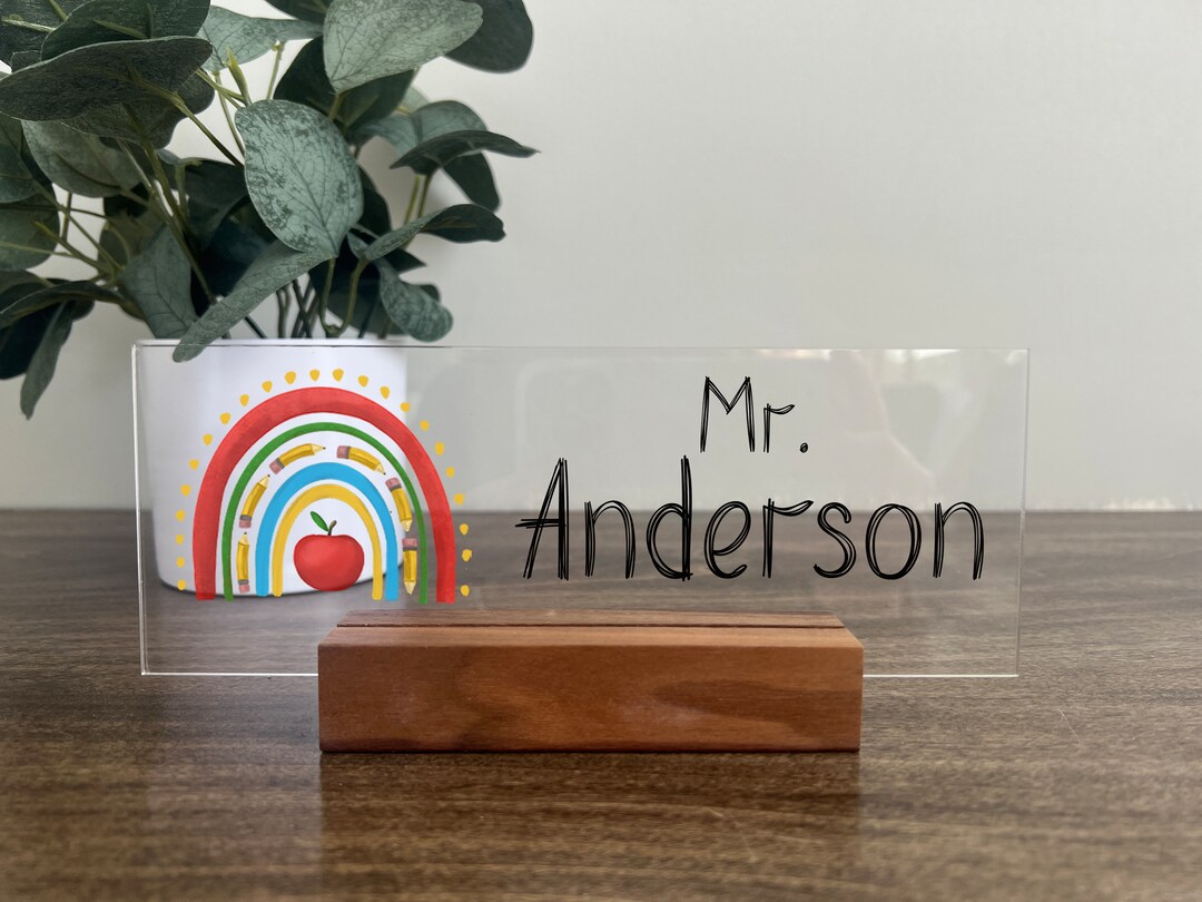 Teacher Name Plate, Acrylic Name Plate, Personalized Teacher Sign, Desk ...