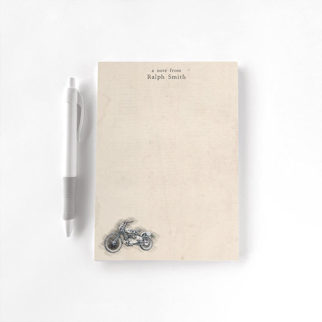 Motorcycle Personalized Notepad, Custom Fishing Notepad, Gift for Dad, Writing Pad, Masculine ...