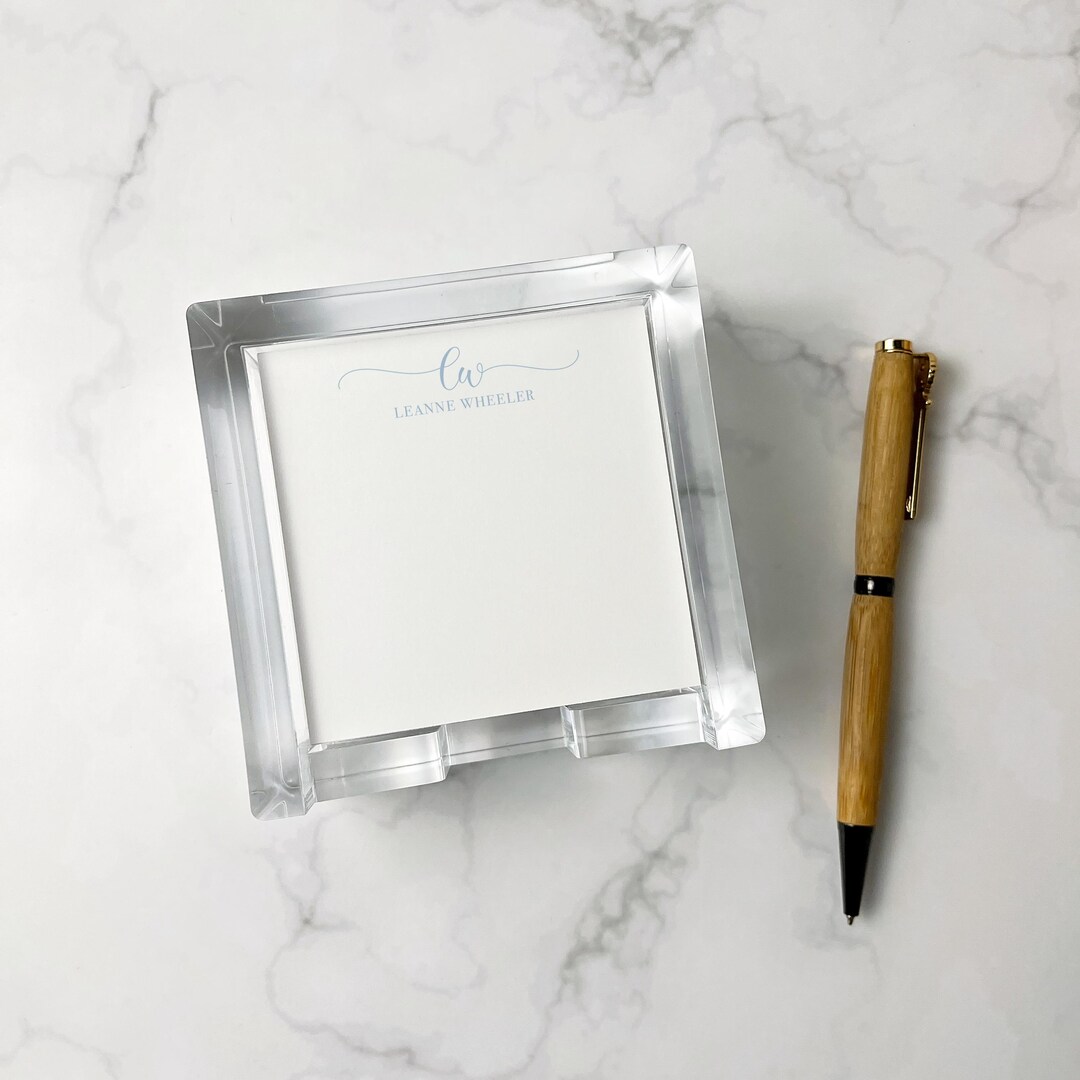 Personalized Notepad With Acrylic Holder, Custom Stationery Gift, Memo ...