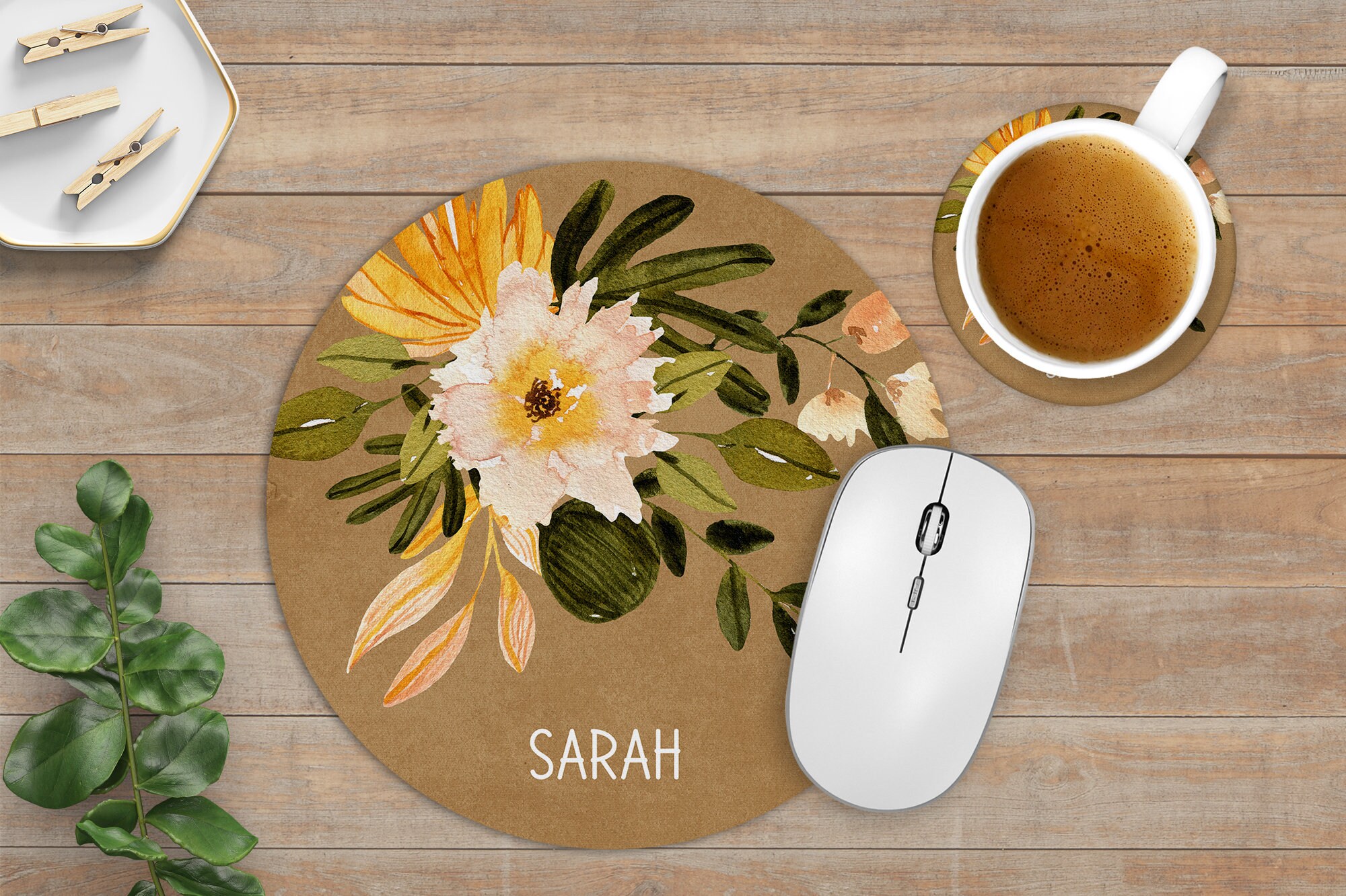 Personalized Desk Set Mousepad and Coaster Set | Etsy