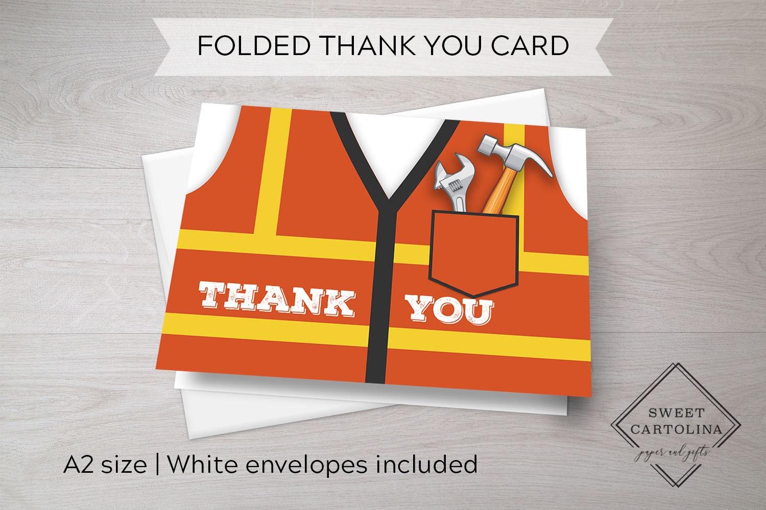 Construction Worker Thank You Cards Little Man Notecards | Etsy