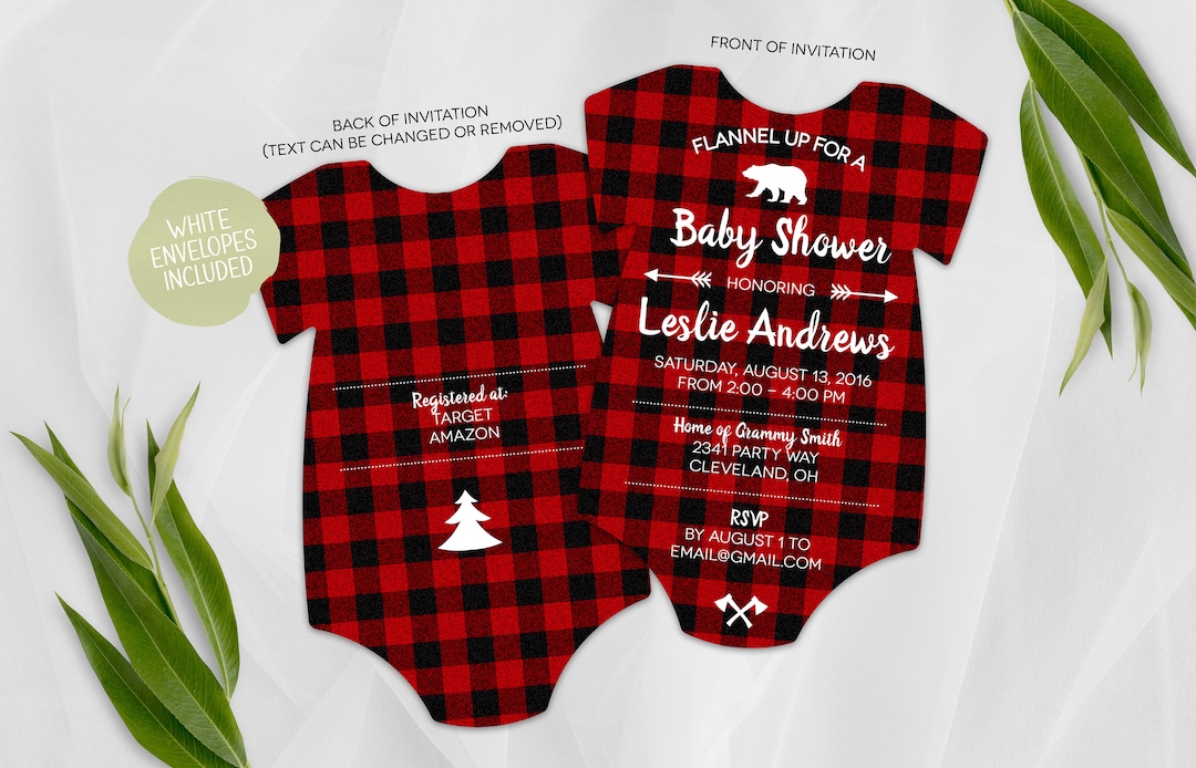 Baby Shower Invitation | Buffalo Plaid Invitation | Flannel Baby Shower ...