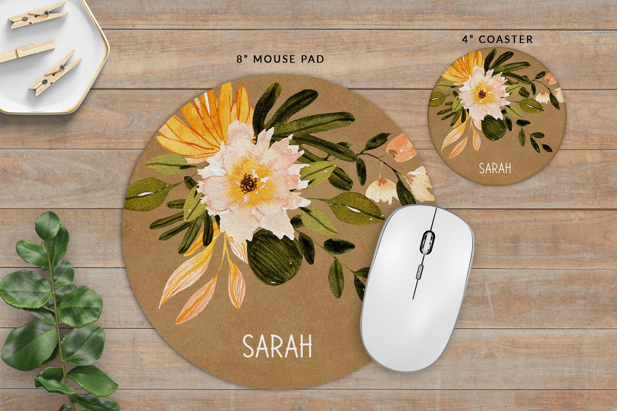 Personalized Desk Set Mousepad and Coaster Set | Etsy