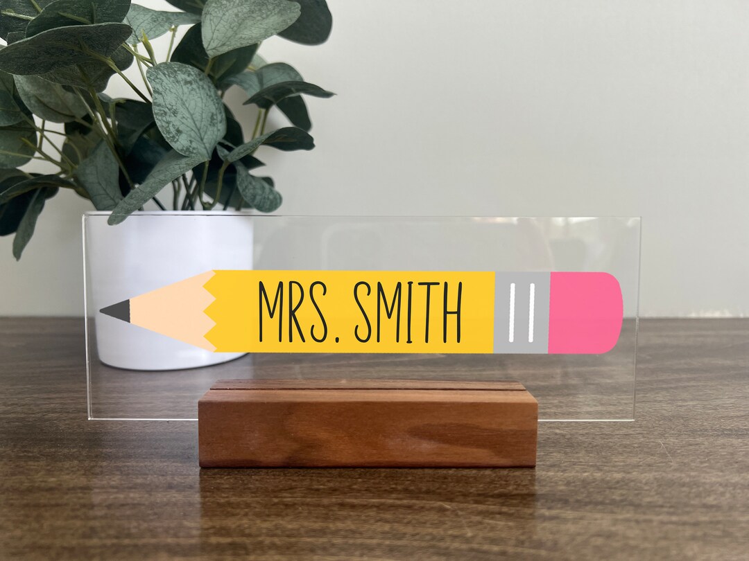 Teacher Name Plate, Acrylic Name Plate, Personalized Teacher Sign, Desk ...