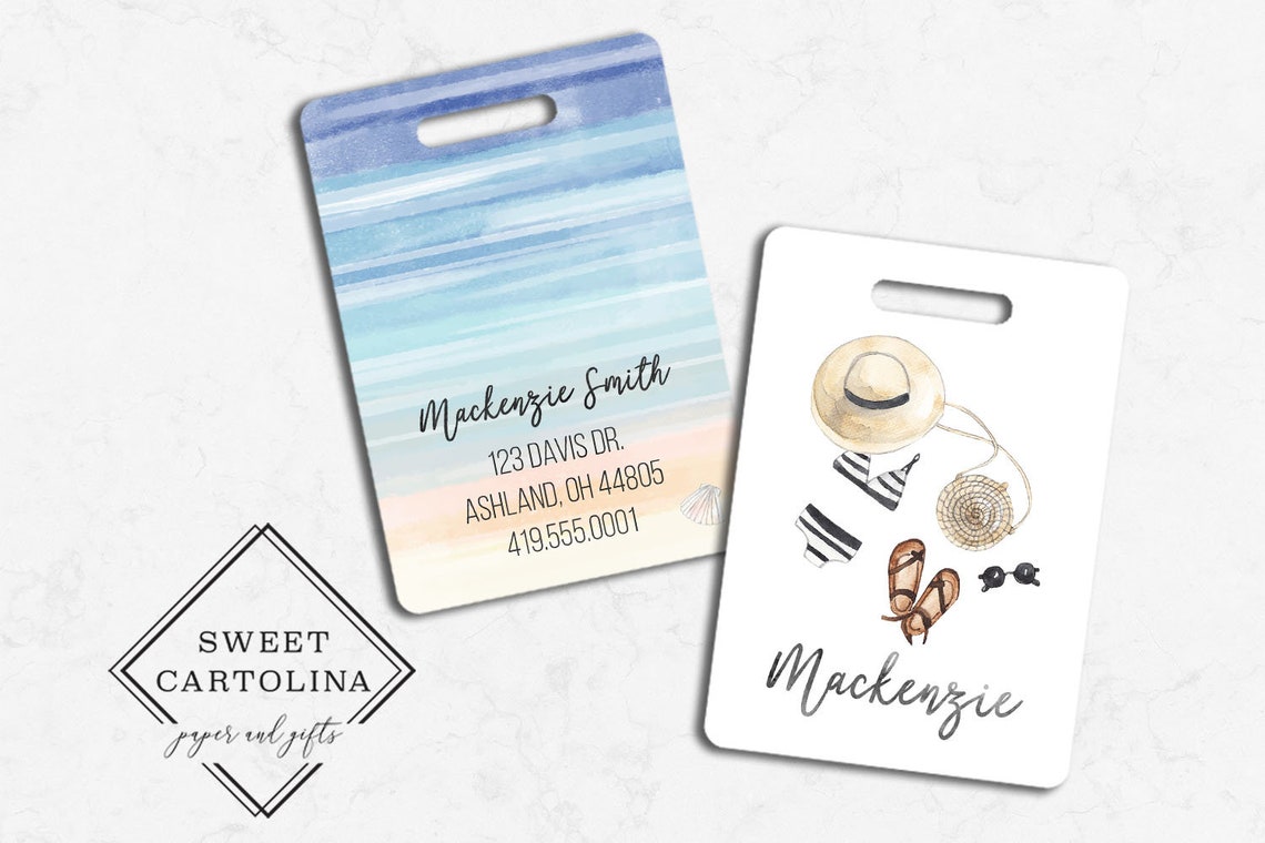 Luggage Tag Personalized Bag/luggage Tag Sandy Beach - Etsy