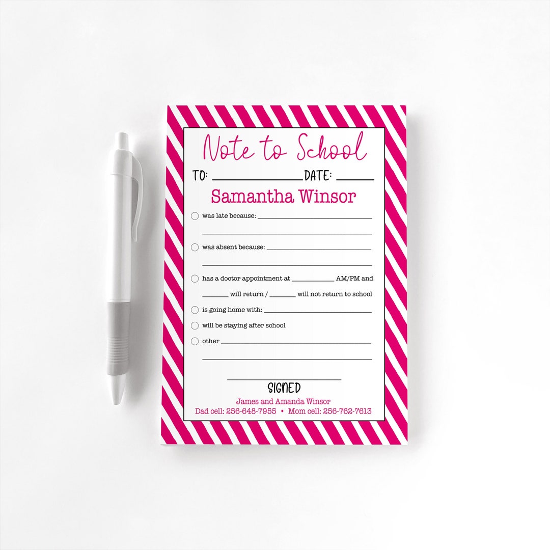 Excuse Pad, Custom Notepad, Back to School Notepad, Excuse Pad for ...