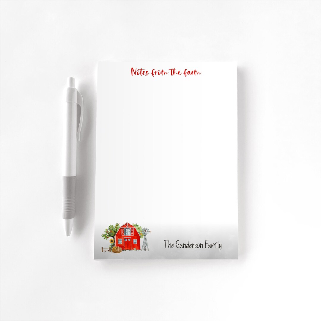 Personalized Notepad, Custom Notepad, Personalized Farm Stationery ...