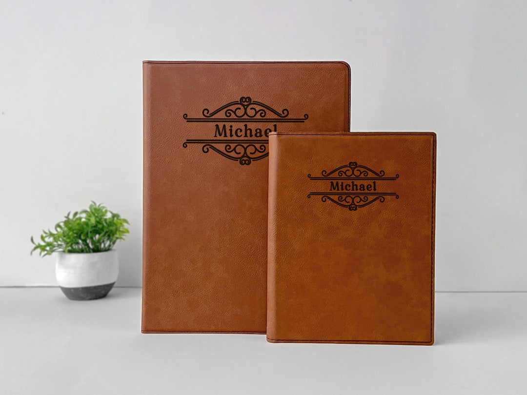 Personalized Leather Portfolio With Notepad, Custom Laser Engraved ...
