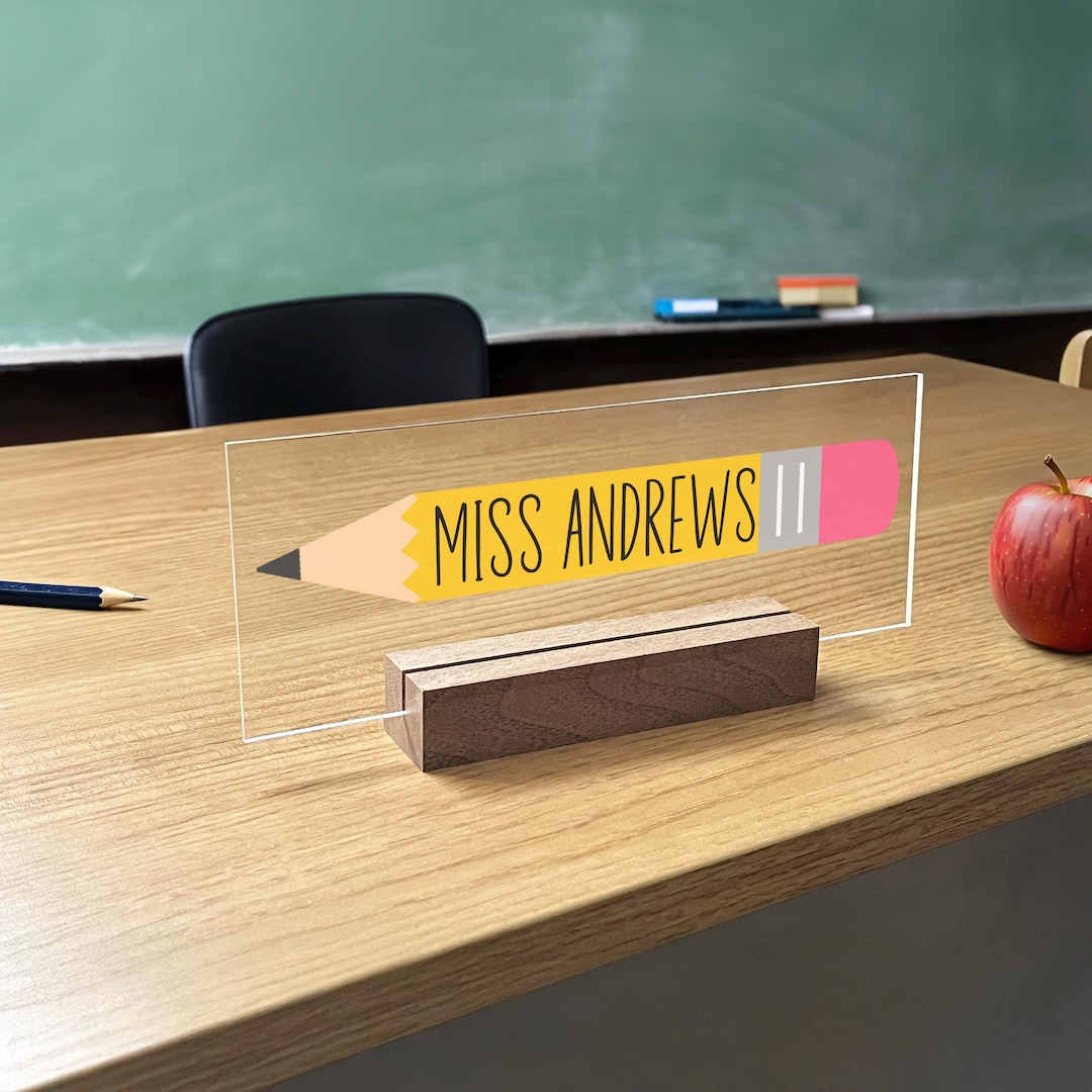 Teacher Name Plate, Acrylic Name Plate, Personalized Teacher Sign, Desk ...