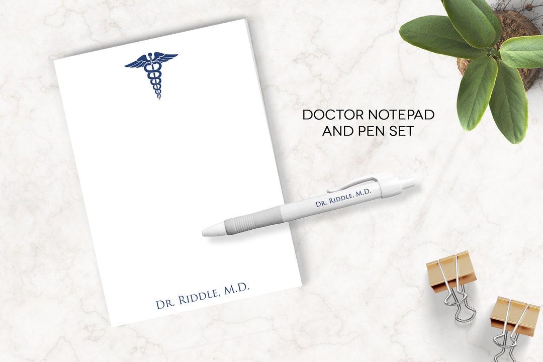 Doctor Pad and Pen Set, Custom Notepad, Personalized Medical Stationery ...