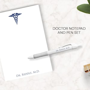Doctor Pad and Pen Set, Custom Notepad, Personalized Medical Stationery ...