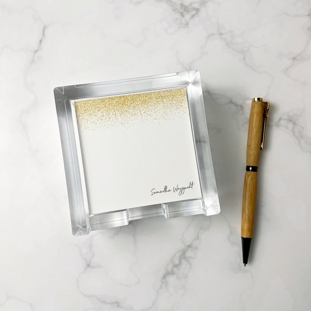 Personalized Notepad With Acrylic Holder, Custom Stationery Gift, Memo ...