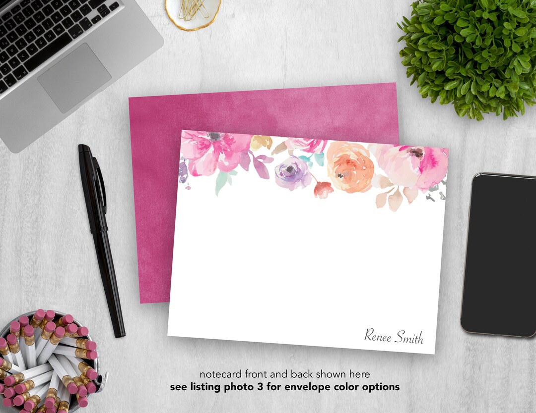 Personalized Stationery Set | Flat Notecard Set | Die-cut Notecards ...