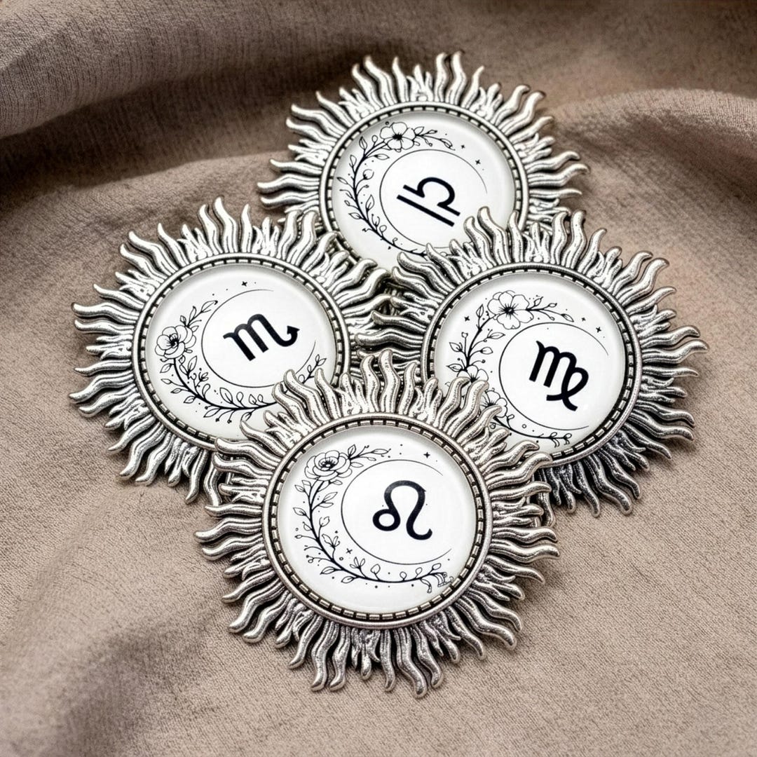 Zodiac Brooch, Astrology Pin, Celestial Jewelry, Sun Sign Pin ...