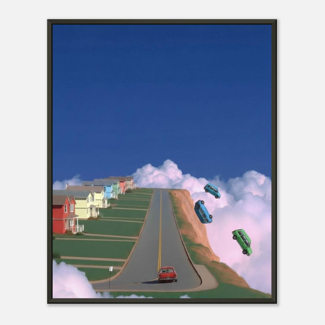 Surreal Road Art Print – Floating Cars, Retro Suburb - Etsy