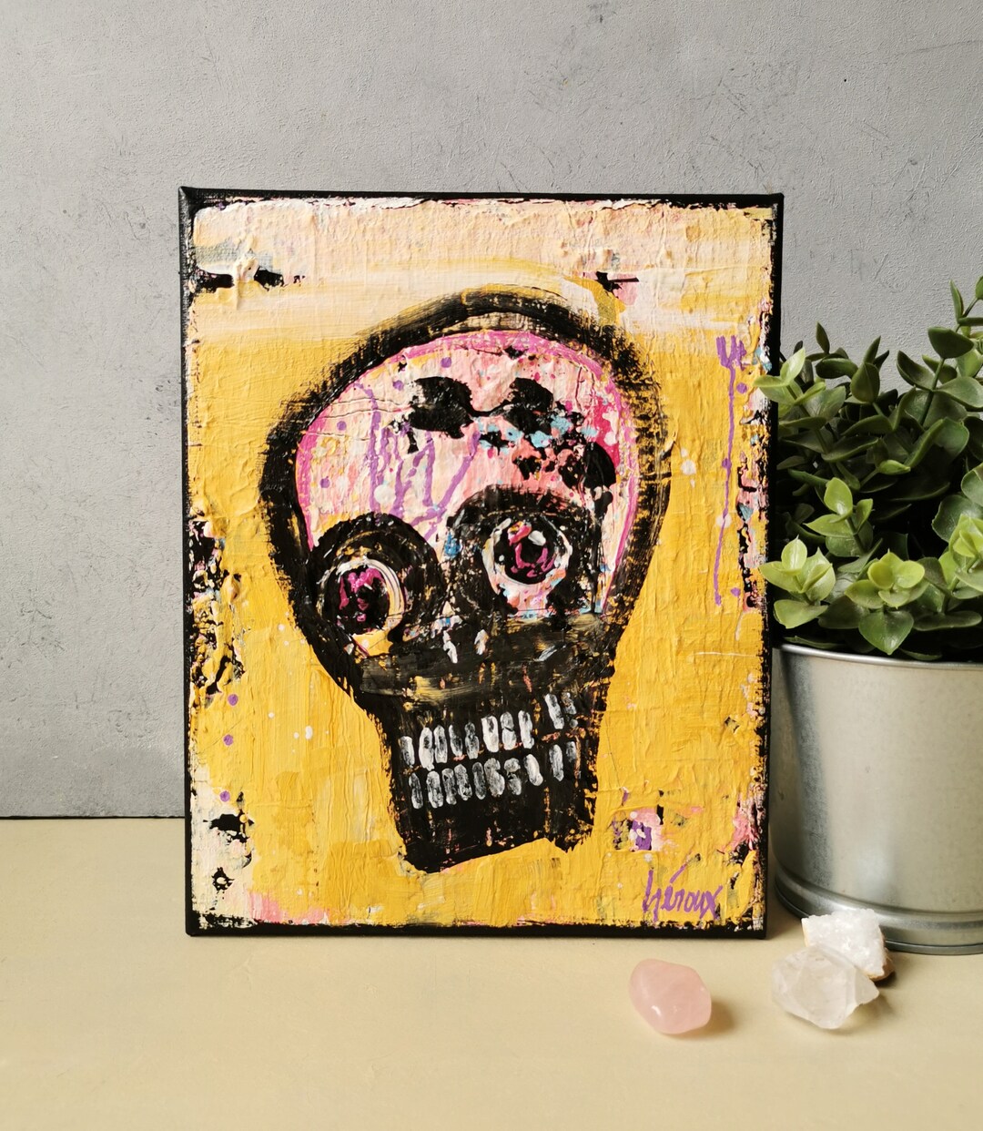 Scull Art Outsider Art Folk Artwork Scull Painting Small - Etsy