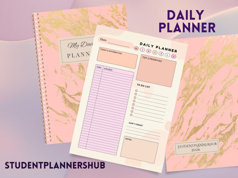 Daily Planner Printable 2026 | A4 & US Letter | Minimal Daily Planner ...
