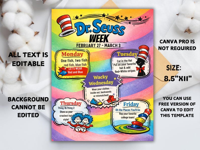 Editable Dr. Seuss Template | School Reading Flyer | Printable ...