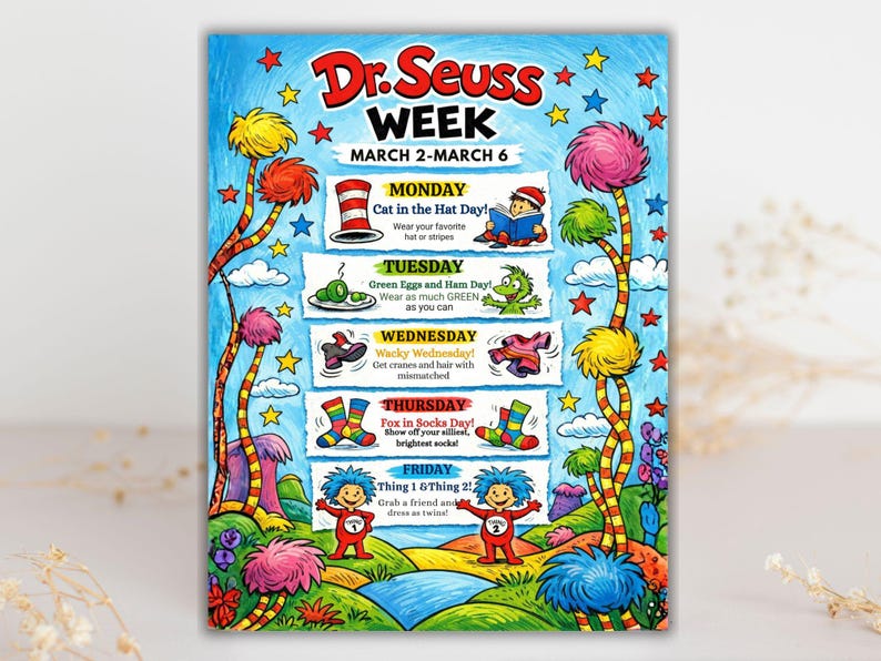 Editable Dr. Seuss Template | School Reading Flyer | Printable ...
