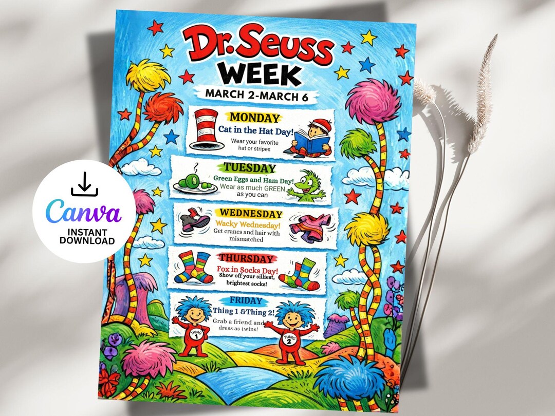Editable Dr. Seuss Template | School Reading Flyer | Printable ...