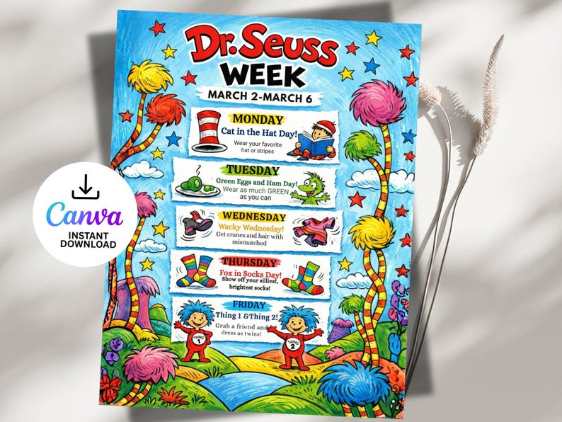 Editable Dr. Seuss Template | School Reading Flyer | Printable ...