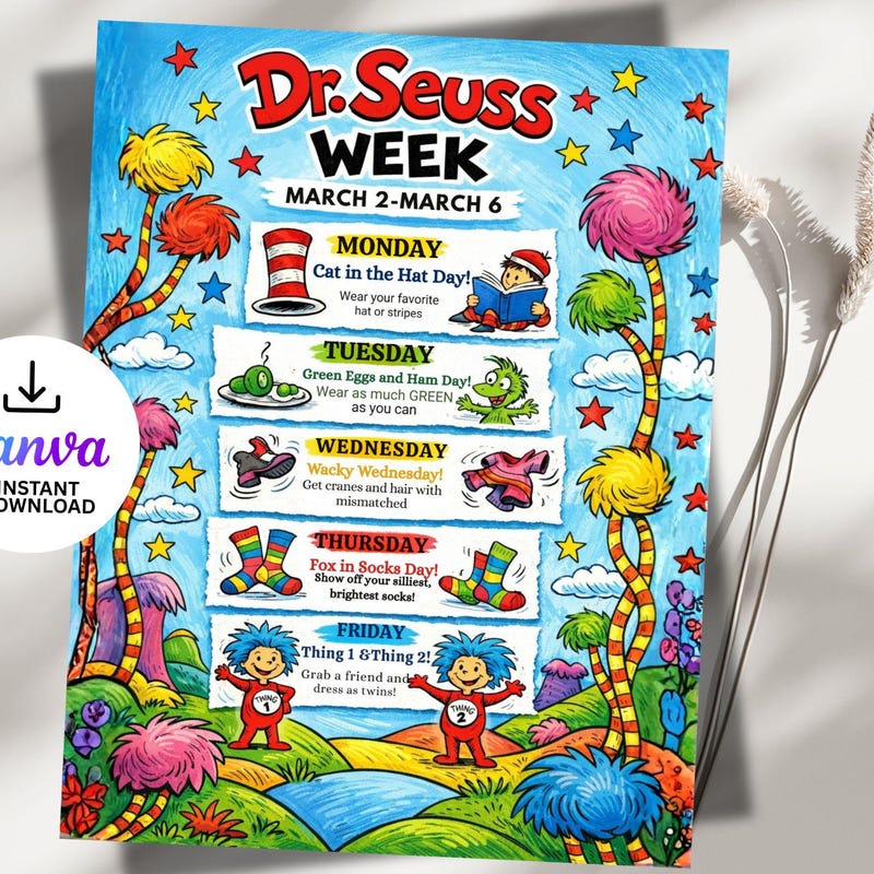 Dr. Seuss Flyer Template - Etsy
