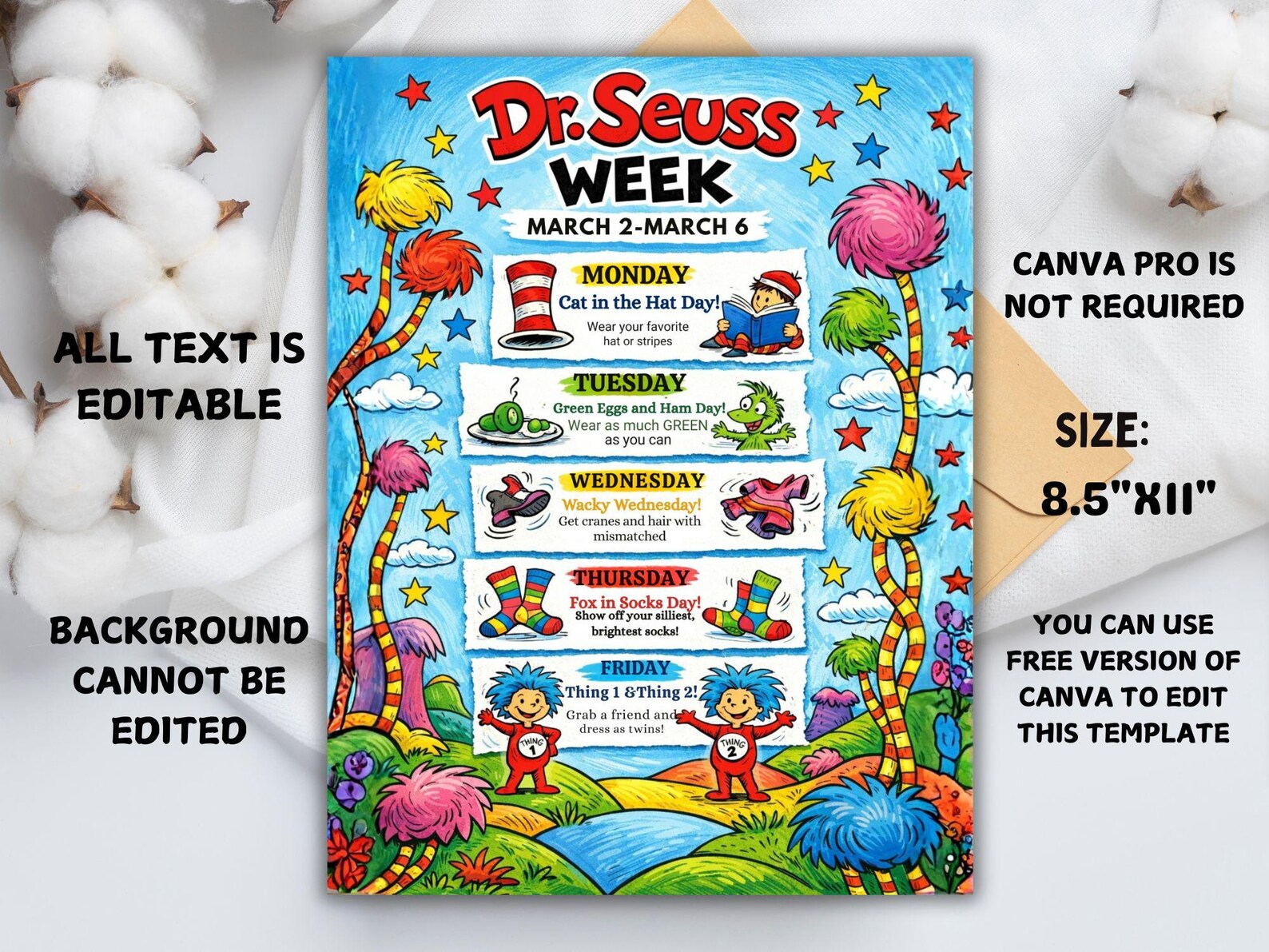 Editable Dr. Seuss Template | School Reading Flyer | Printable ...