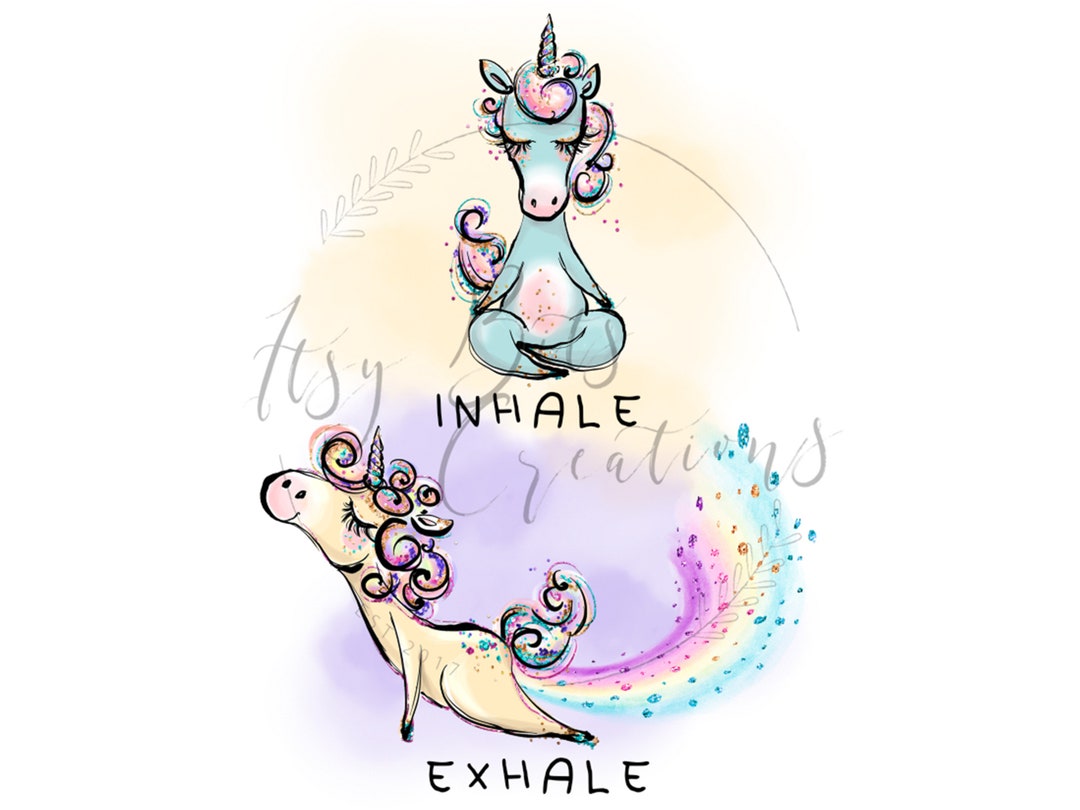 Digital Download - Sublimation Design - Inhale Exhale Yoga Unicorns ...