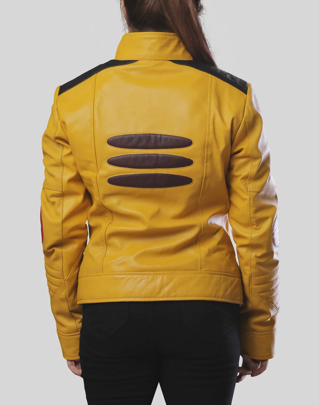 Durable Leather Coat - Women's Tailored Fit Jacket - Vibrant Yellow ...