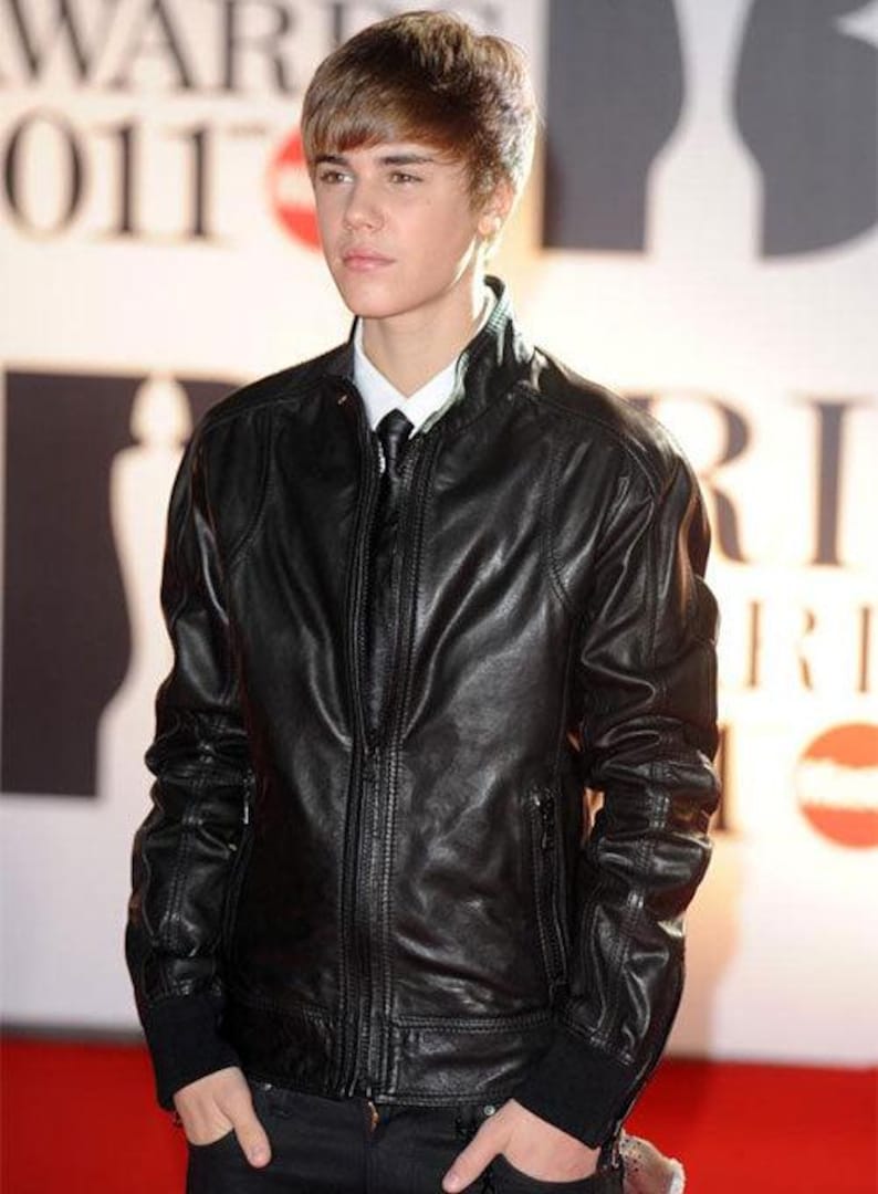 Justin Bieber Jacket Men's Napa Leather: BRIT Awards Replica, Pop Star ...