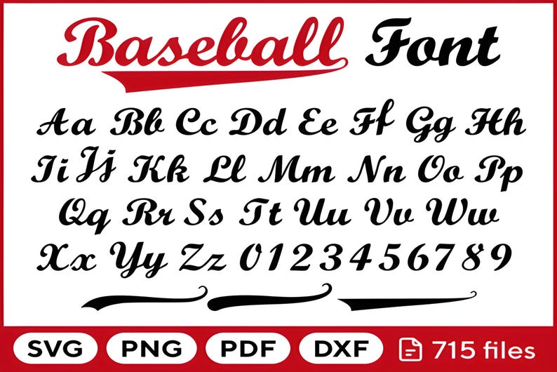 Retro Baseball Script Font Bundle | Sports Jersey Typography (svg, Png ...