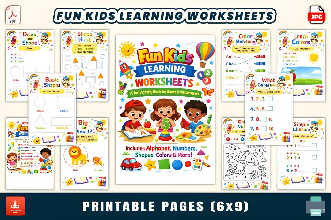 Preschool Learning Worksheets, Alphabet, Numbers, Shapes, Colors ...