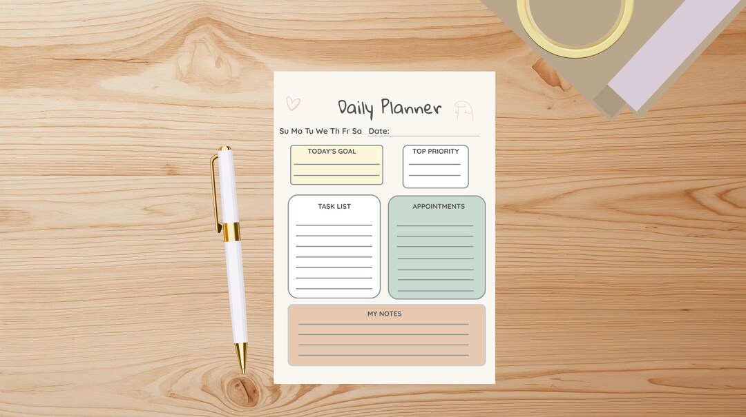 Minimalist Daily Planner Printable | Pastel To-do List (A4 & US Letter ...