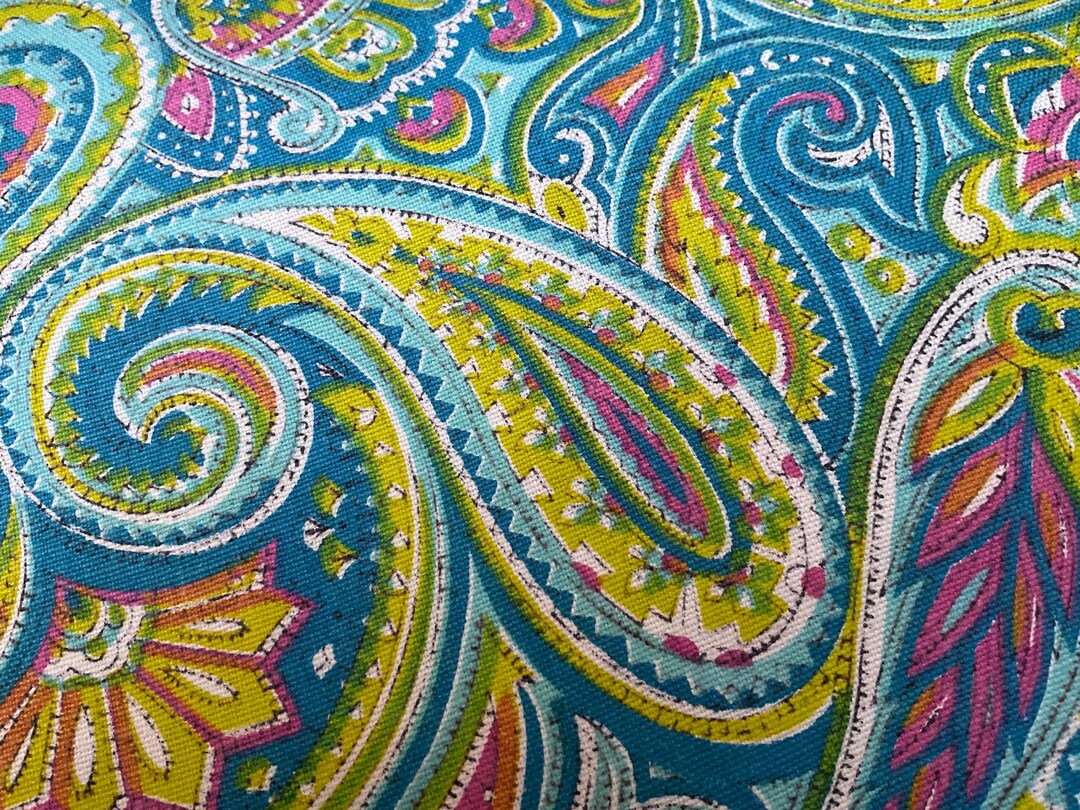 S-16 Vintage Fabric Blue Paisley Pattern Fabric 22” X 21” 70s #138 - Etsy