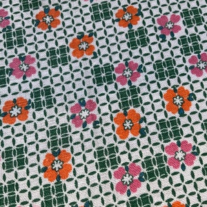 Vintage Fabric Retro Flower Plaid 37”X 17” 50s 60s S-142 - Etsy