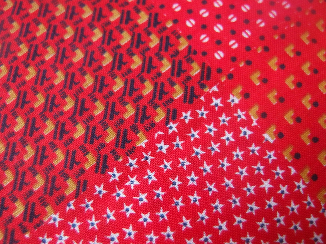 Vintage Fabric Retro Quilt Print Textile Fabric 80s S-105 - Etsy