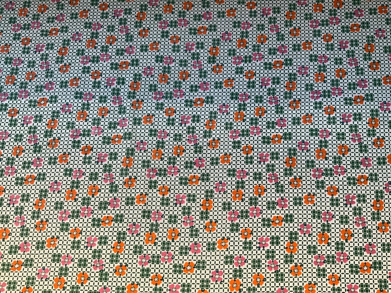 Vintage Fabric Retro Flower Plaid 37”X 17” 50s 60s S-142 - Etsy
