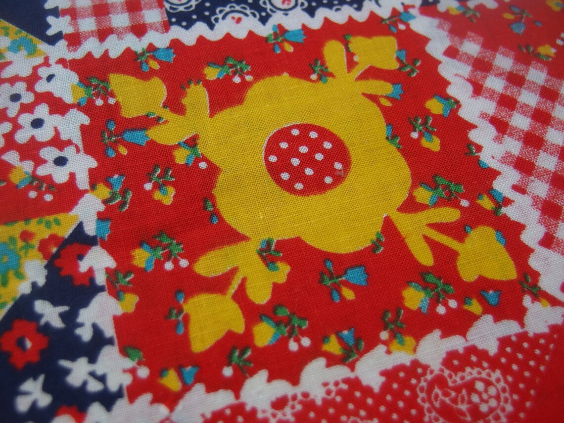 Vintage Fabric Retro Quilt Print Textile Fabric 80s S-119 - Etsy