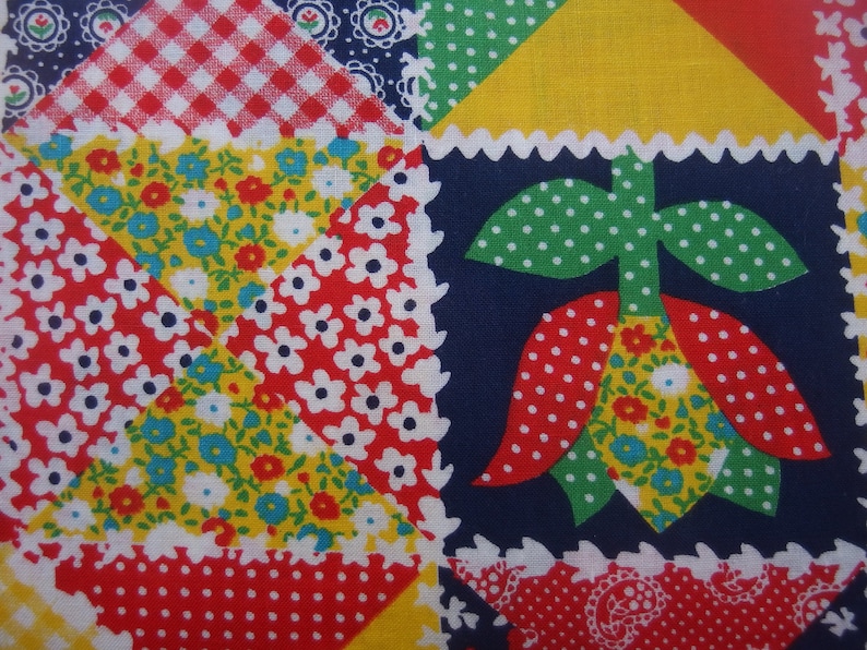 Vintage Fabric Retro Quilt Print Textile Fabric 80s S-119 - Etsy