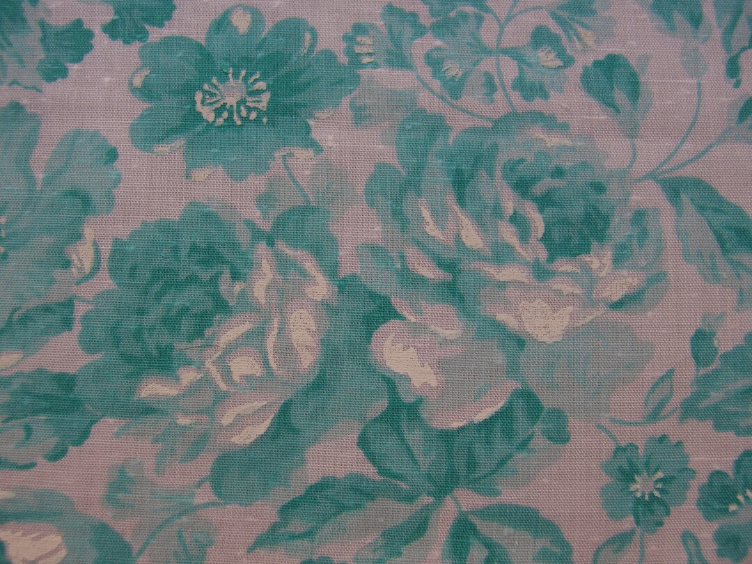 Vintage Fabric Retro Emerald Green Rose Flower Fabric 80s S-48 - Etsy