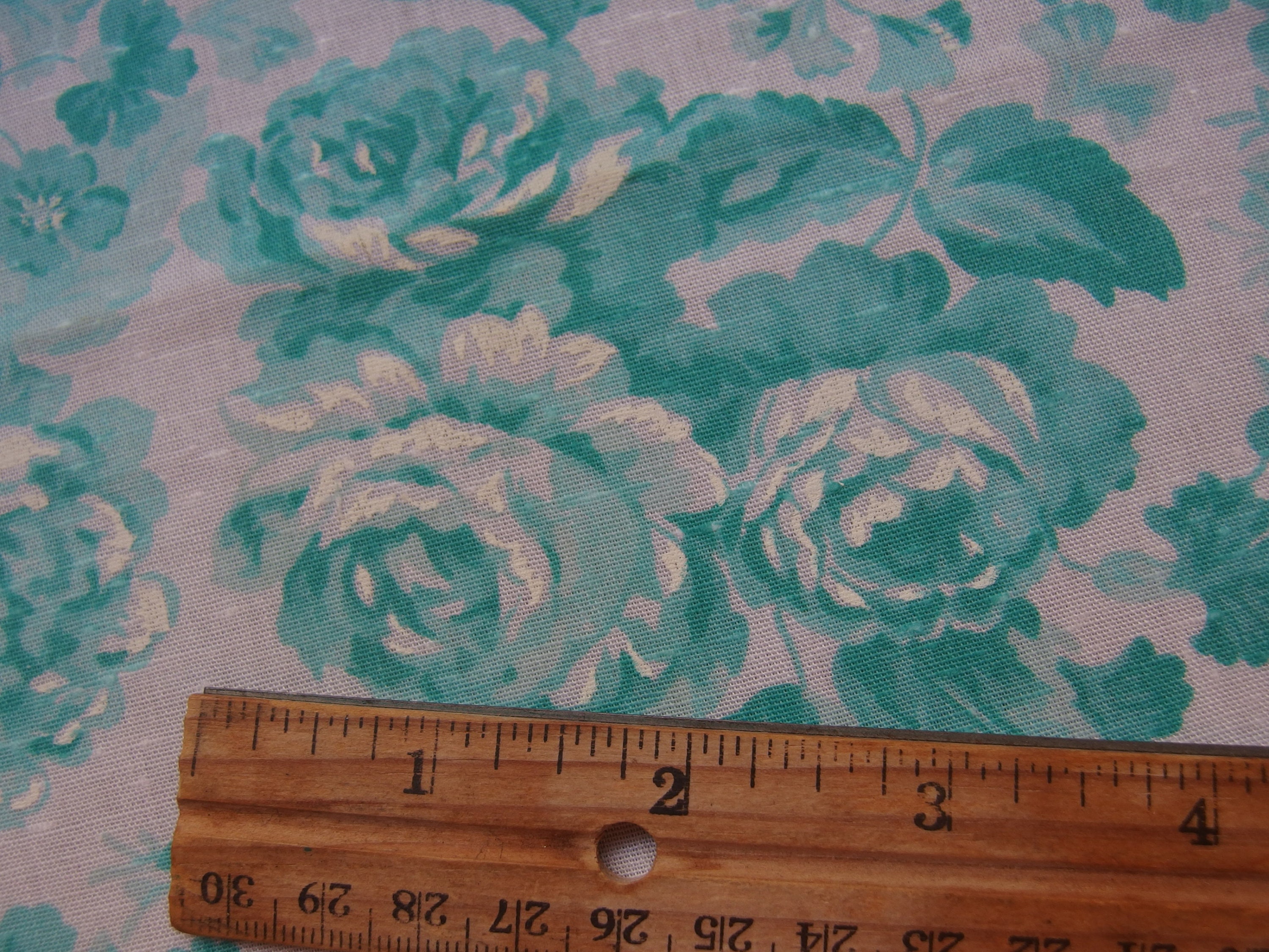 Vintage Fabric Retro Emerald Green Rose Flower Fabric 80s S-48 - Etsy
