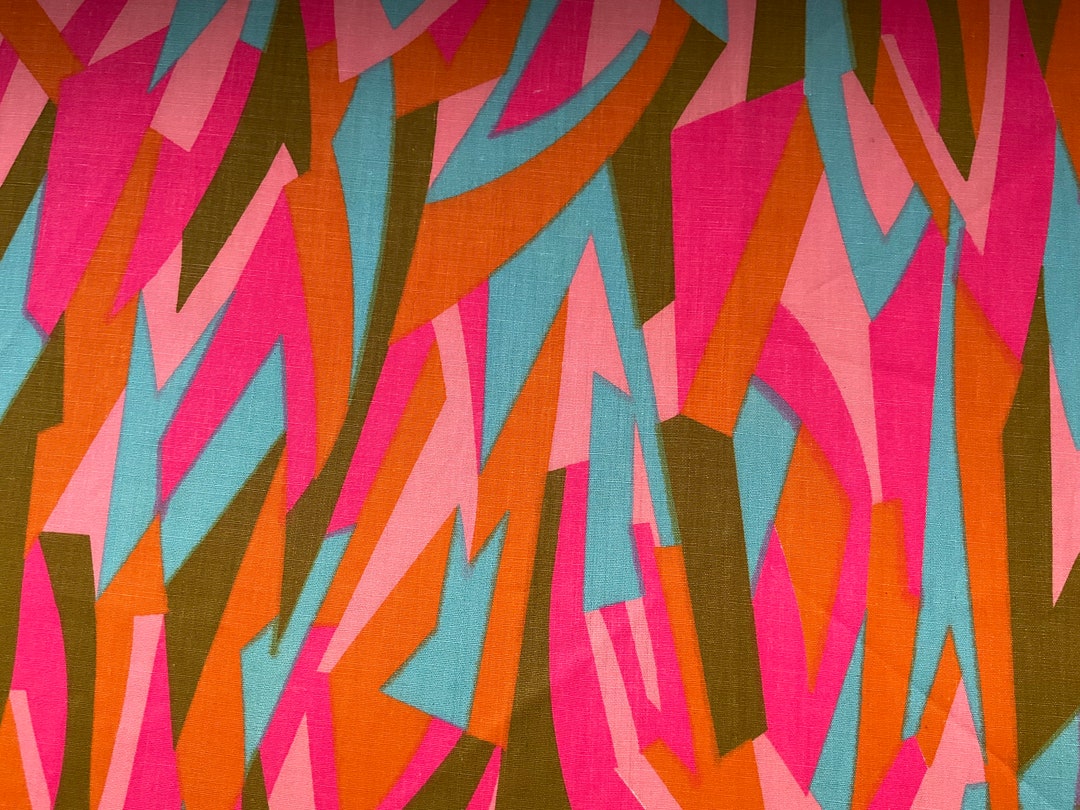 Vintage Fabric Retro Geometric Pattern 70s 45” X 12” 151 - Etsy