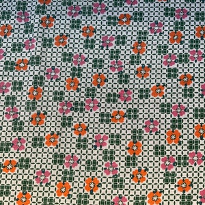 Vintage Fabric Retro Flower Plaid 37”X 17” 50s 60s S-142 - Etsy