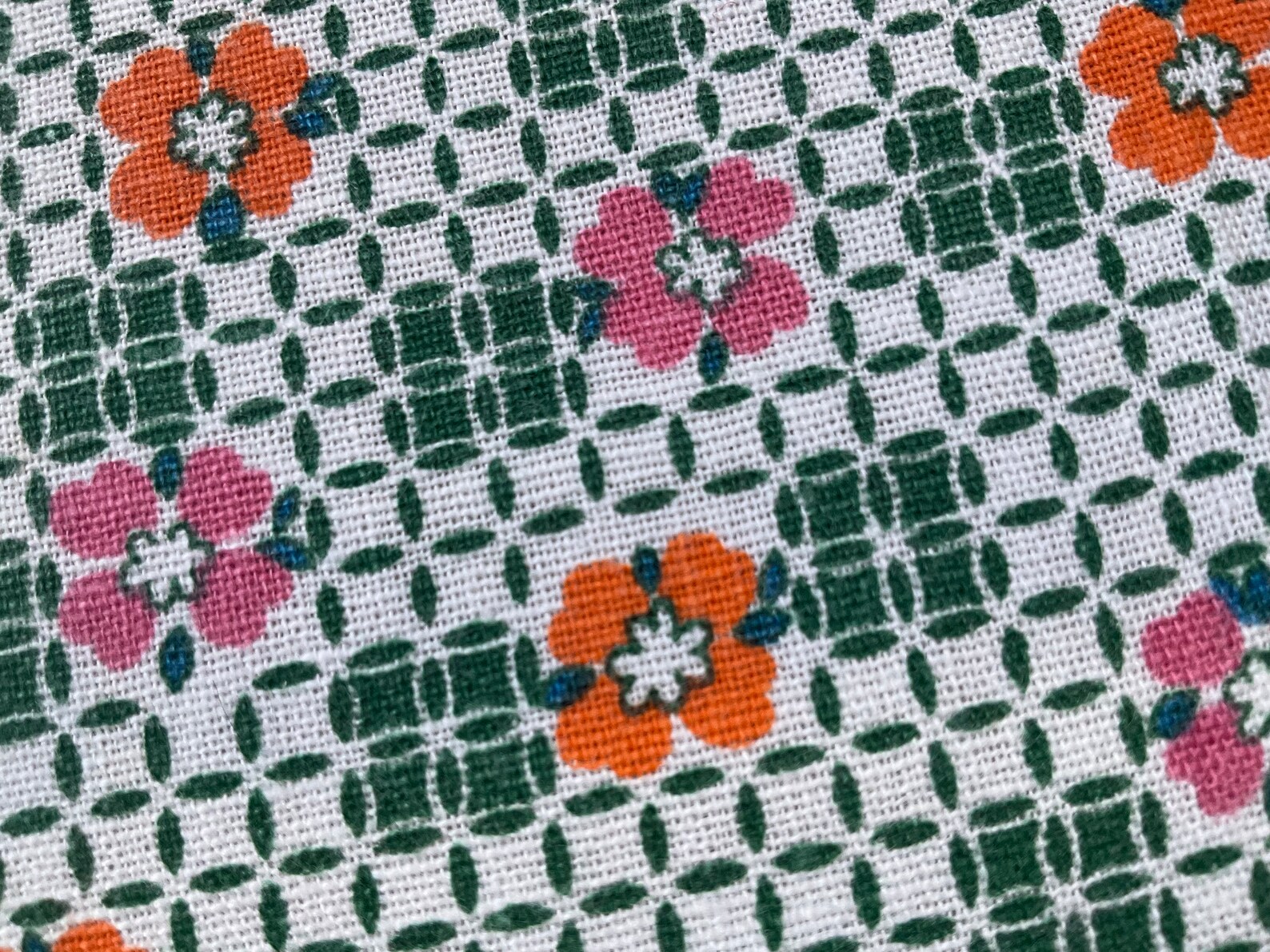 Vintage Fabric Retro Flower Plaid 37”X 17” 50s 60s S-142 - Etsy