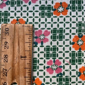 Vintage Fabric Retro Flower Plaid 37”X 17” 50s 60s S-142 - Etsy