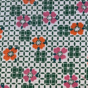 Vintage Fabric Retro Flower Plaid 37”X 17” 50s 60s S-142 - Etsy