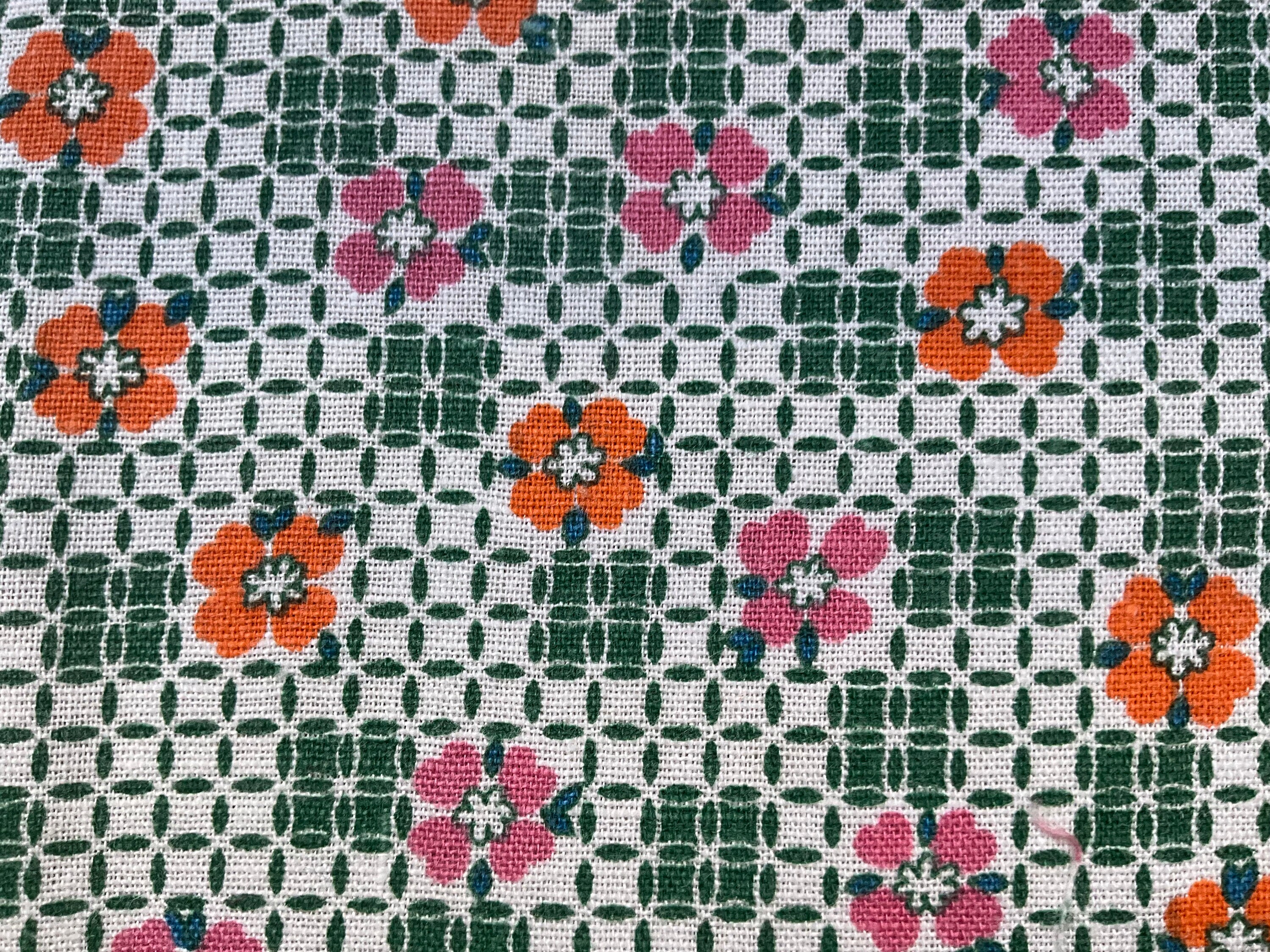 Vintage Fabric Retro Flower Plaid 37”X 17” 50s 60s S-142 - Etsy