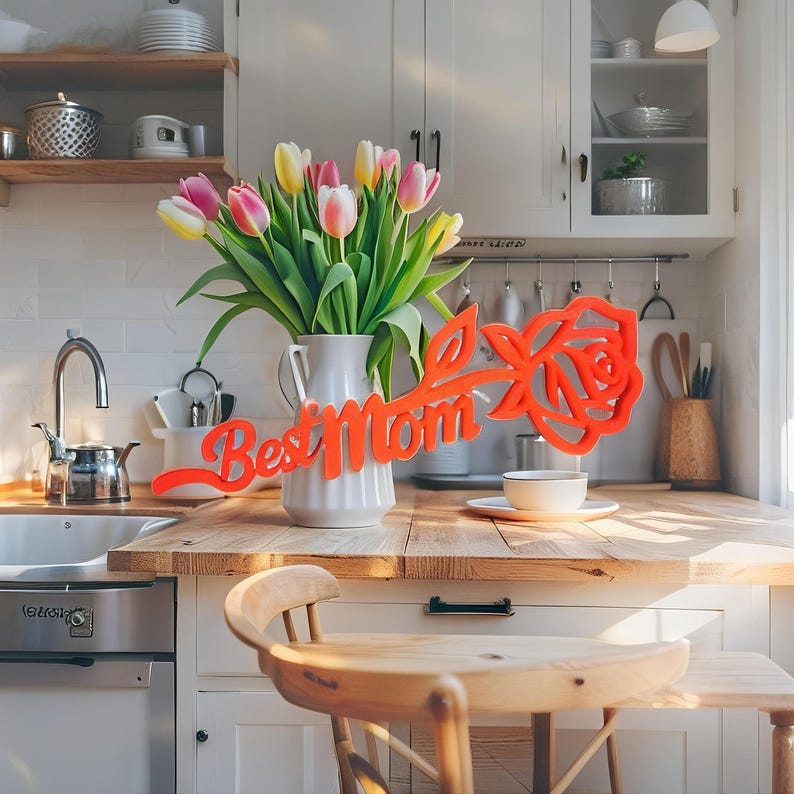 Mom Rose Sign – Horizontal Floral Script 3D Model (digital File) - Etsy