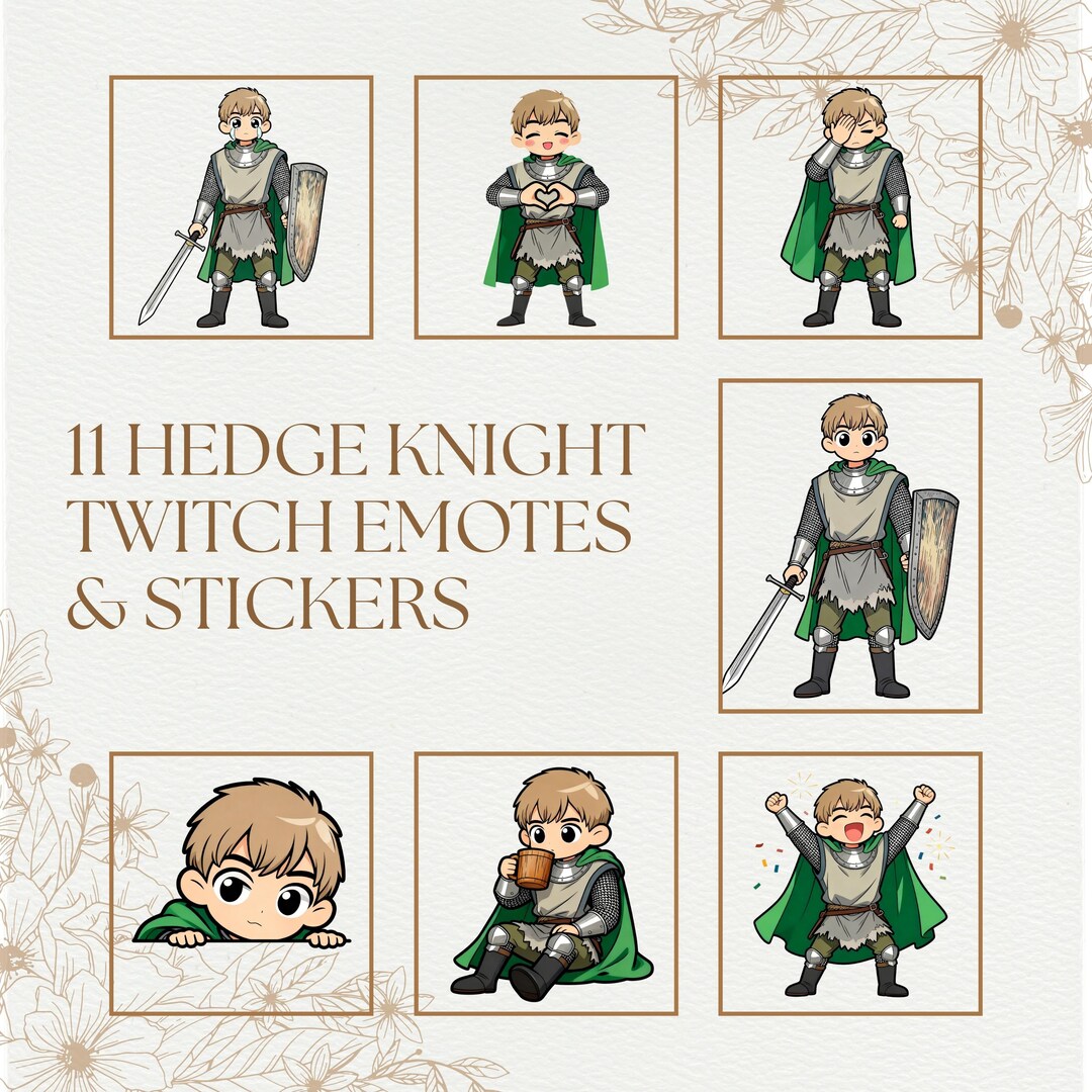 11 Hedge Knight Twitch Emotes &stickers | Chibi Medieval Warrior PNG ...